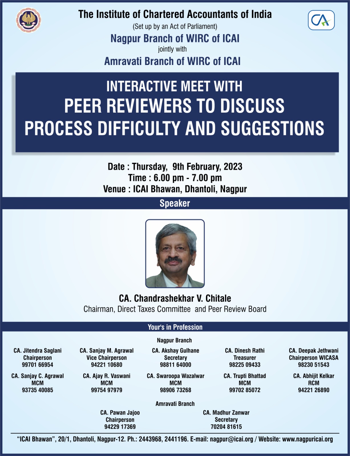 The Institute of Chartered Accountants of India The Nagpur Branch of ...